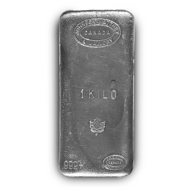 1 Kilo Johnson Matthey And Mallory Silver Bar (Maple Leaf Design ...