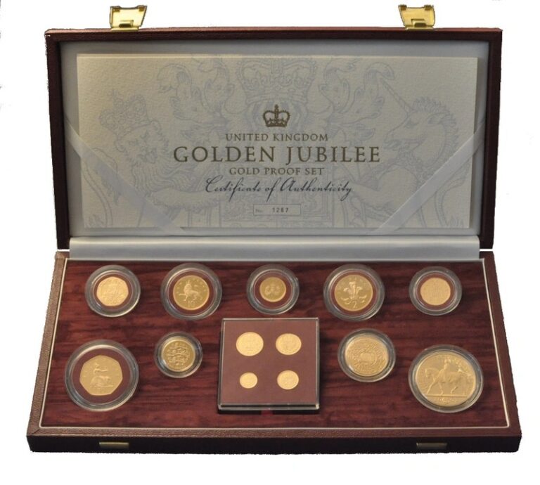 2002 Golden Jubilee Gold Proof Coin Set With Maundy Money Boxed - ROYAL ...