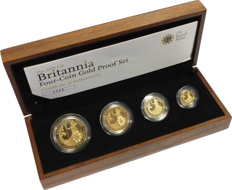 2008 Proof Gold Britannia 4 Coin Set Boxed - ROYAL BULLION GROUP