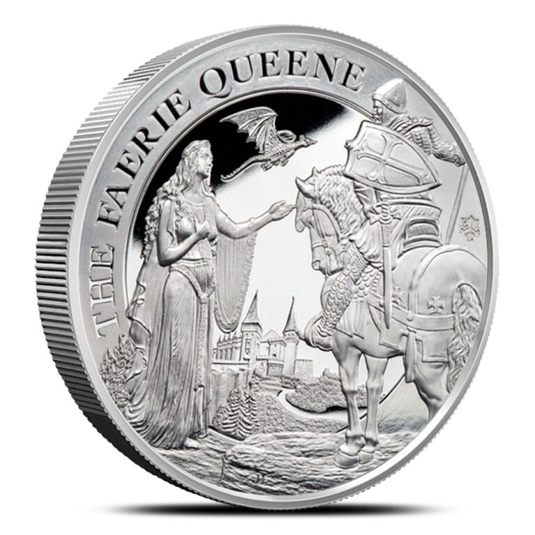 2022 5 Oz Proof St. Helena Silver Faerie Queene Una & Redcrosse Coin ...